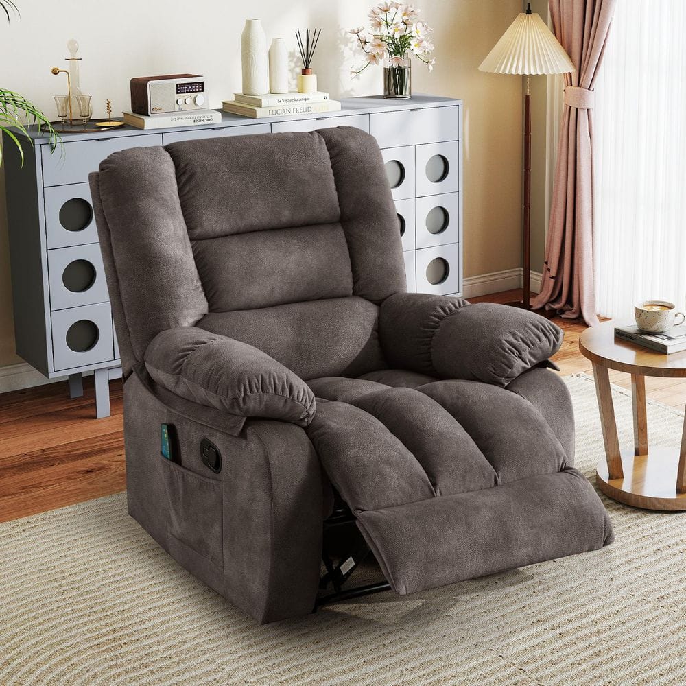 Reviews for Bestier 36 in. W Brown Overstuffed Fabric Recliner Chairs ...