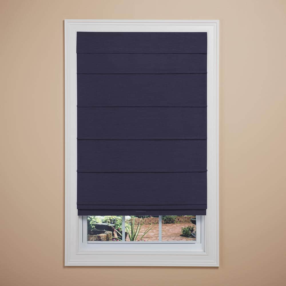 Elegant Home Fashions Navy Cordless Textured Room Darkening Fabric ...