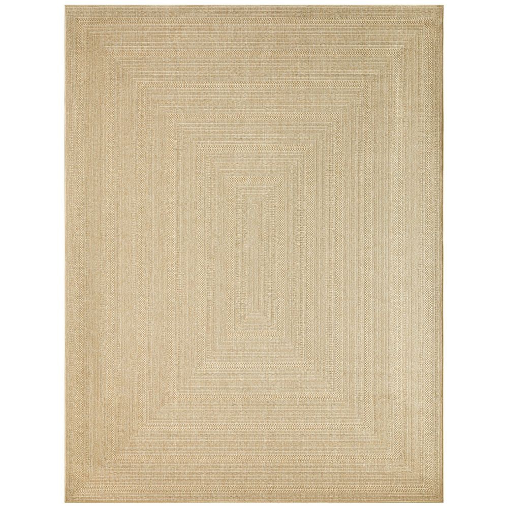 Nourison Tulum Taupe Ivory 8 ft. x 10 ft. Linear Contemporary Area Rug ...
