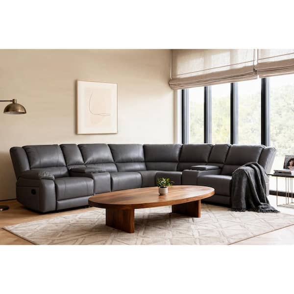 Ellesophas 109 in. 7 Pieces Modular Modern Contemporary Faux Leather ...