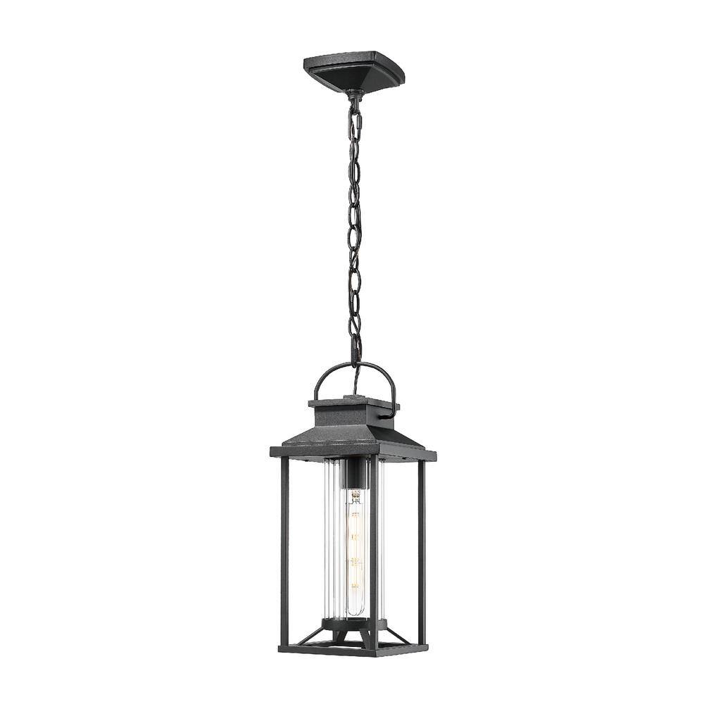 Tidoin 77.1 in. 1-Light Black Dimmable Outdoor Hardwired Pendant Light ...