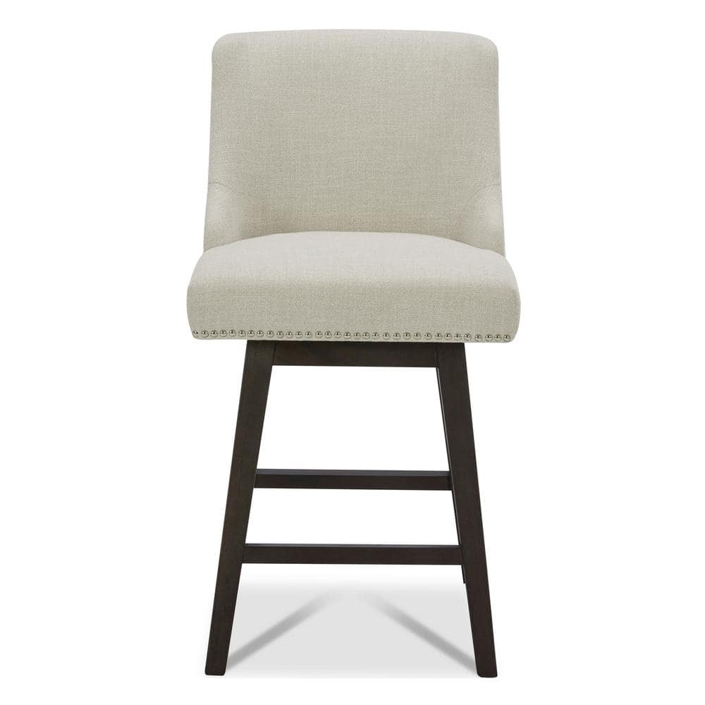 Spruce & Spring Martin 26 in. Linen High Back Solid Wood Frame Swivel ...