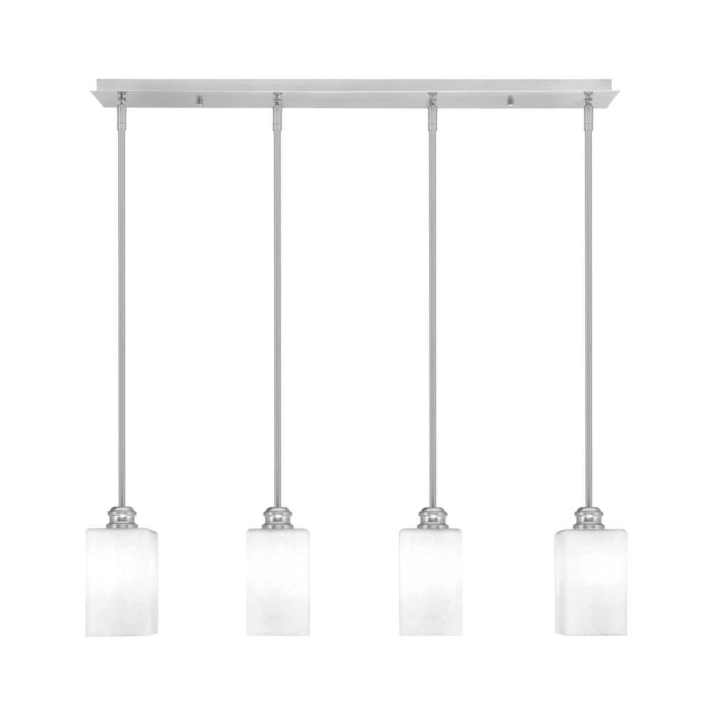 Albany 60-Watt 4-Light Brushed Nickel Linear Pendant Light with Square ...
