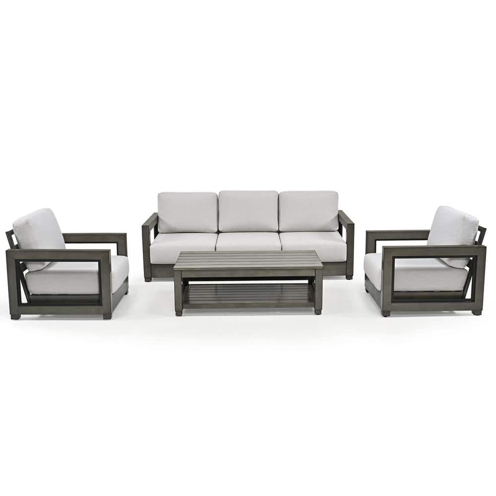EGEIROSLIFE PureForm 4-Piece Aluminum Conversation Seating Set with ...