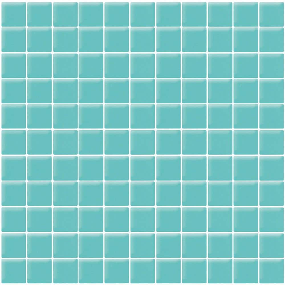 Apollo Tile Aqua Blue 11.8 in. x 11.8 in. 1 in. x 1 in. Matte Finished ...
