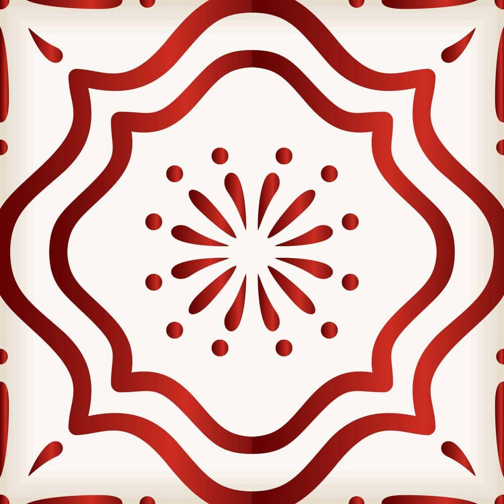 MI ALMA 6 in. x 6 in. Red and Off-White B509 Vinyl Peel and Stick Tile ...
