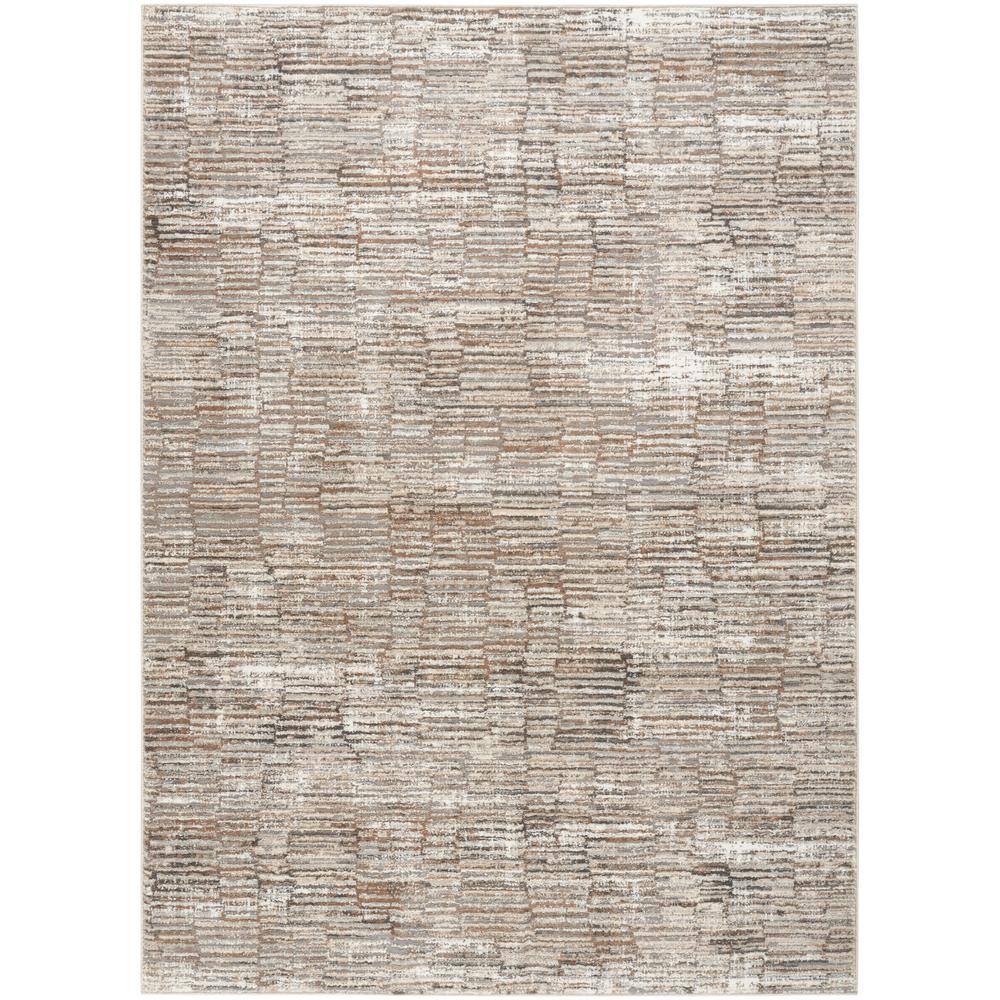 Nourison Eco-Friendly Ivory Mocha 5 ft. x 7 ft. Abstract Contemporary ...