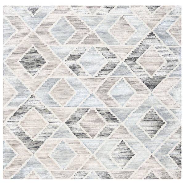 SAFAVIEH Precious Blue/Beige 6 ft. x 6 ft. Diamonds Geometric Square ...