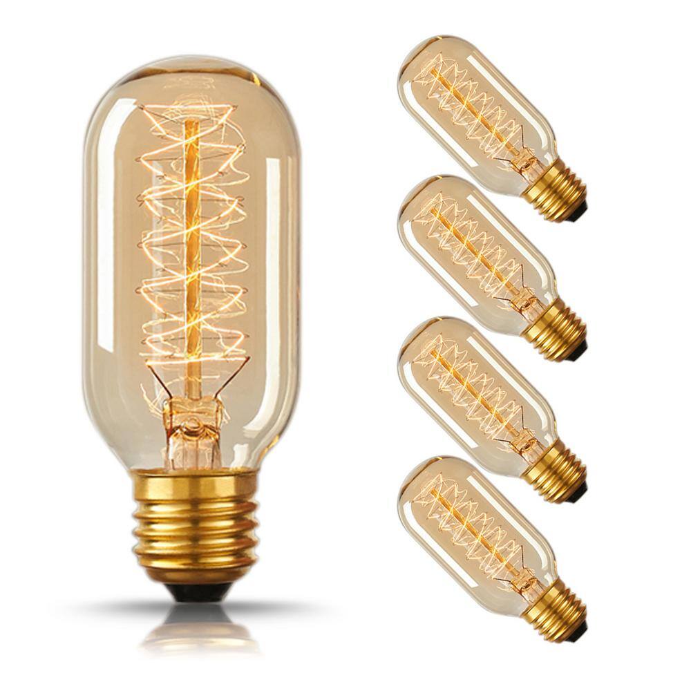 YANSUN 40-Watt Equivalent Vintage T45 Dimmable E26 Base Incandescent ...