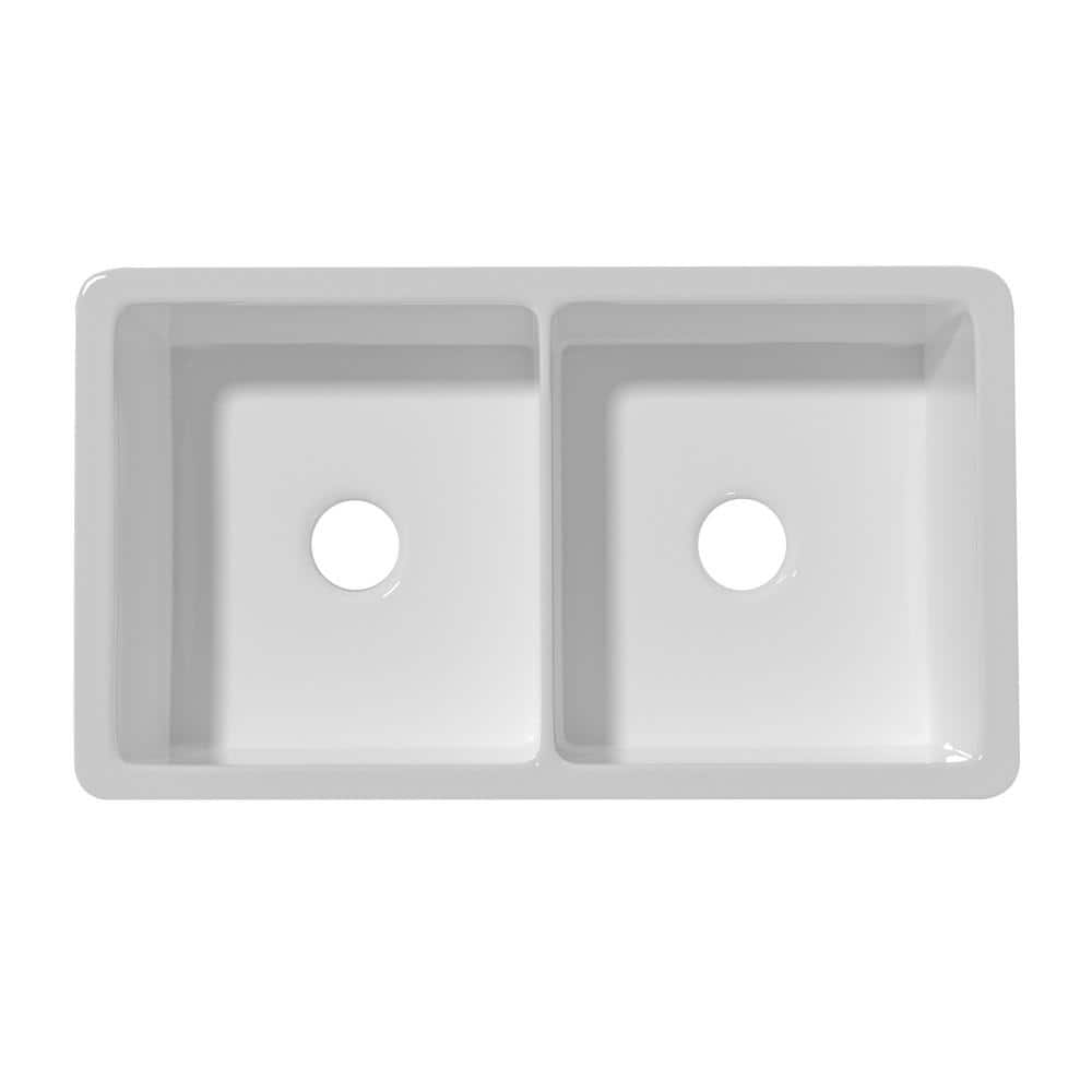Vomlor 32 in. Fireclay Kitchen Sink Dual Drop-In Undermount Kitchen ...