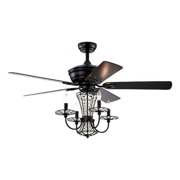 dubbin 52 in. Smart Indoor Balck Ceiling Fan with 4 Chandeliers FXFAN ...