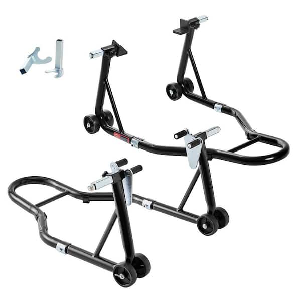 Amucolo Black Motorcycle Stand 850 lb. Sport Bike Front and Rear Wheel ...