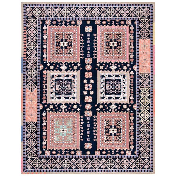 SAFAVIEH Bellagio 8 ft. x 10 ft. Black/Navy Border Geometric Area Rug ...