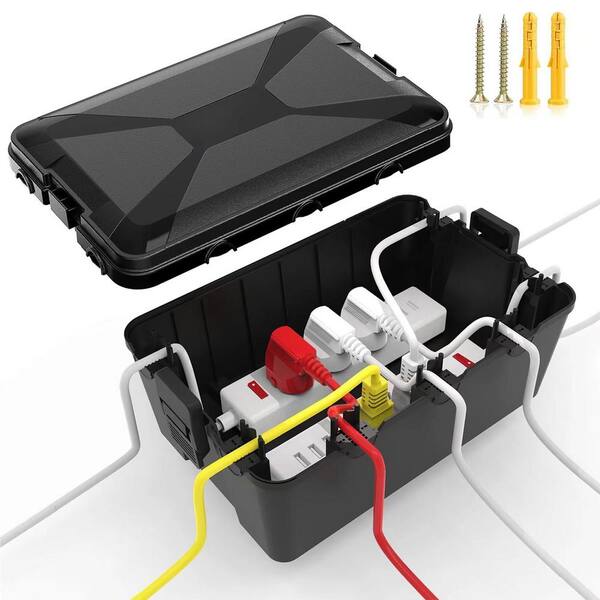 Vrbgify 8.3x12.6x5.2in. Outdoor Electrical Box IP54 Weatherproof Extension Cord Cover w/ 7-Cable ...