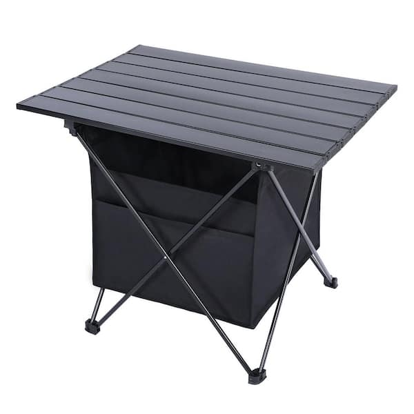 Tidoin Black Portable Folding Aluminum Alloy Table with High-Capacity ...