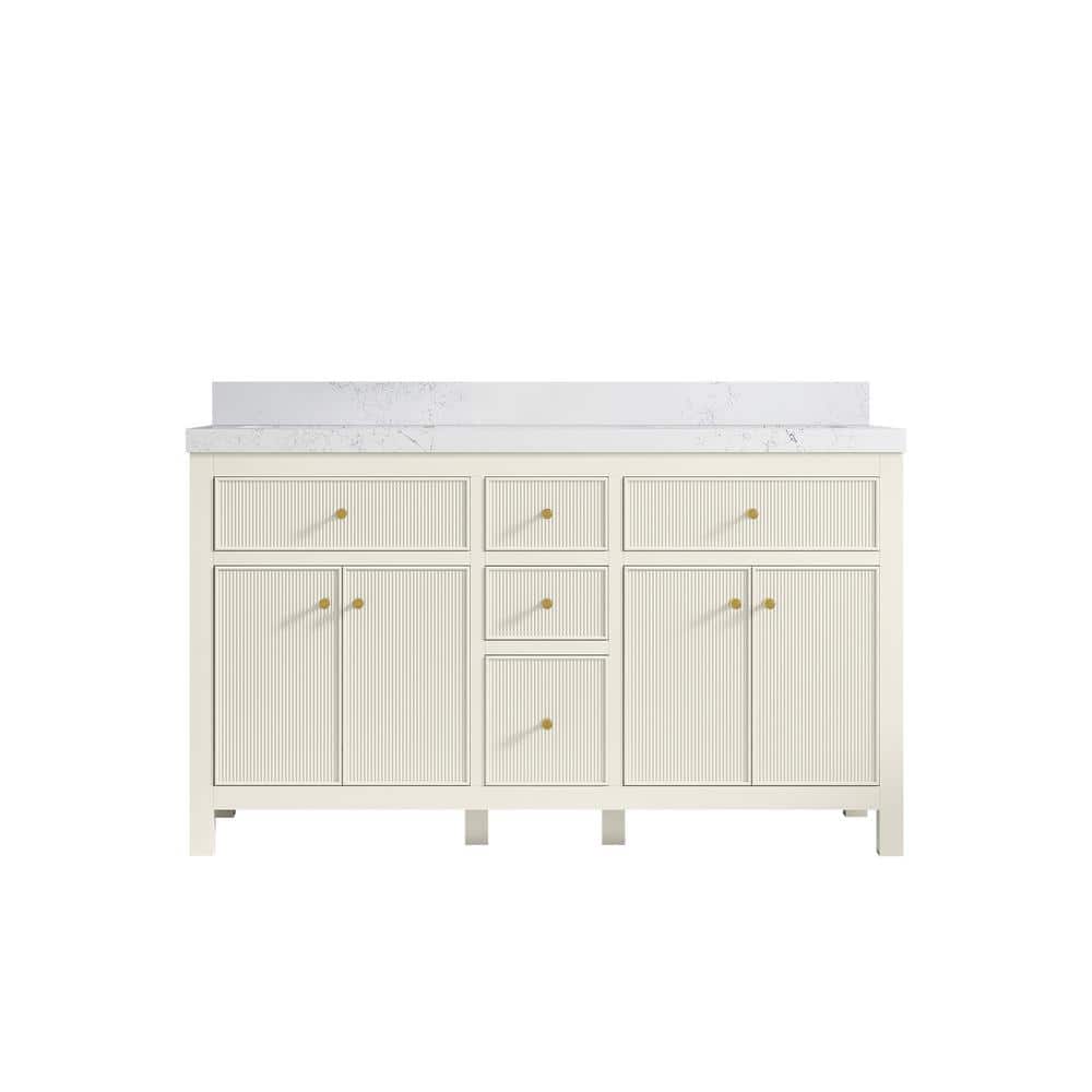 Willow Collections Sonoma 60 in. Double Sink Freestanding Alabaster ...