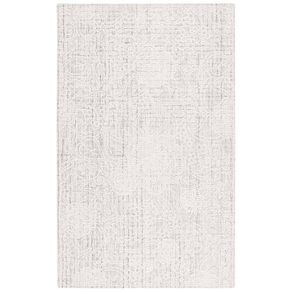 SAFAVIEH Ebony Gray/Ivory 5 ft. x 8 ft. Floral Area Rug EBN114F-5 - The ...