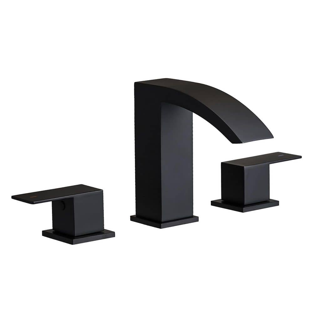 FLG 8 in. Widespread Double Handle Bathroom Sink Faucet Waterfall 3 ...