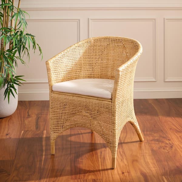 SAFAVIEH Taina Natural/White Arm Chair ACH6534A - The Home Depot