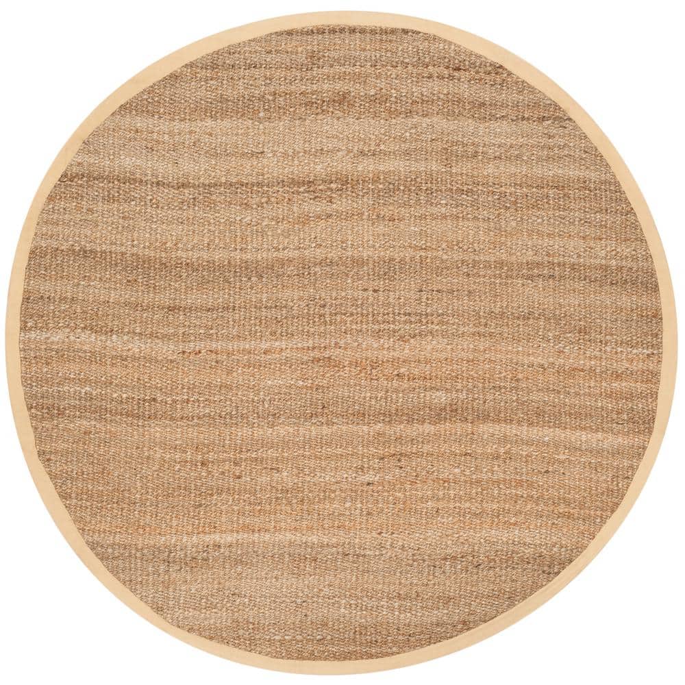 SAFAVIEH Natural Fiber Beige 7 ft. x 7 ft. Round Solid Area Rug NF732A ...