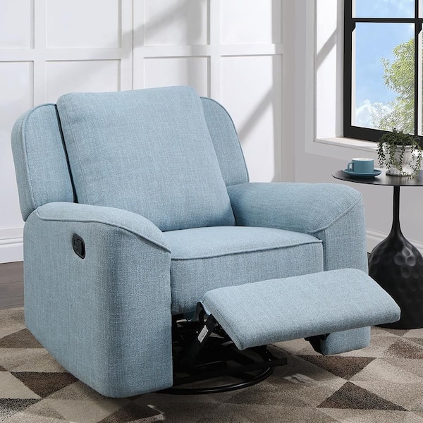 Acme Furniture Destiny Blue Linen Swivel Recliner with Swivel LV02536 ...