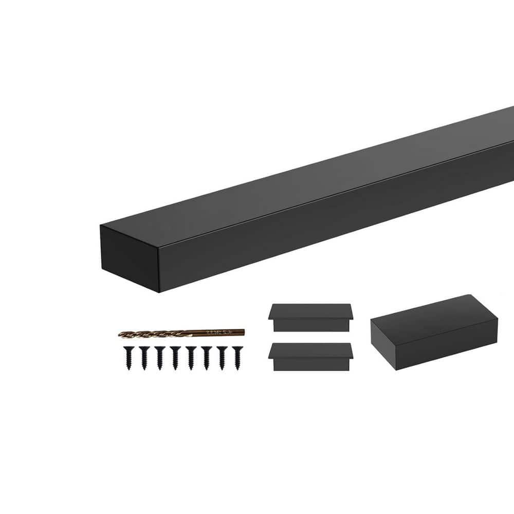 Afoxsos 8 ft. Stainless Steel 304 Handrail Black Rectangular Flat Top ...