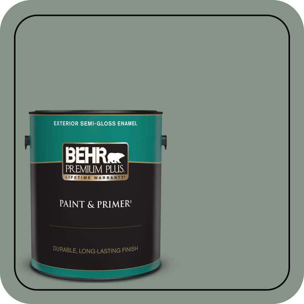 BEHR PREMIUM PLUS 1 gal. #460F-4 Wethersfield Moss Semi-Gloss Enamel ...