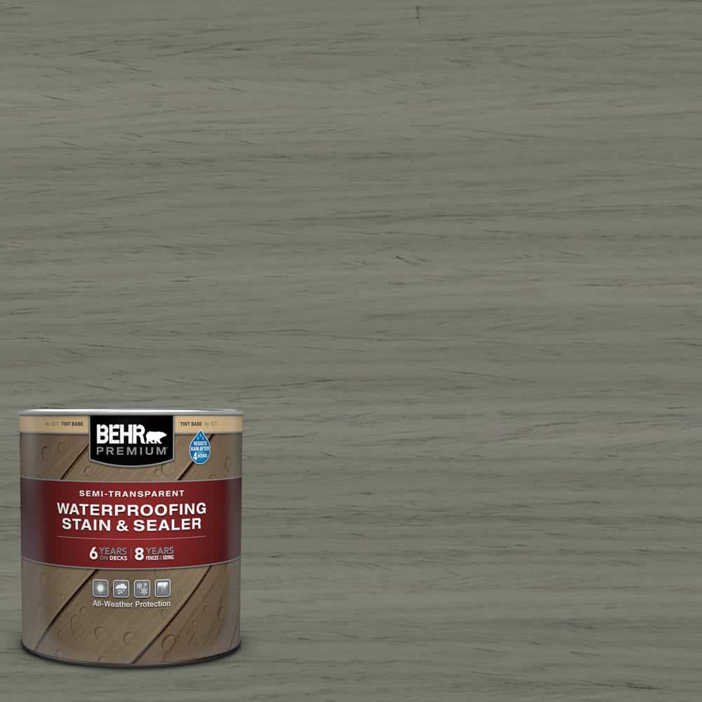 BEHR PREMIUM 1 qt. #ST-137 Drift Gray Semi-Transparent Waterproofing ...