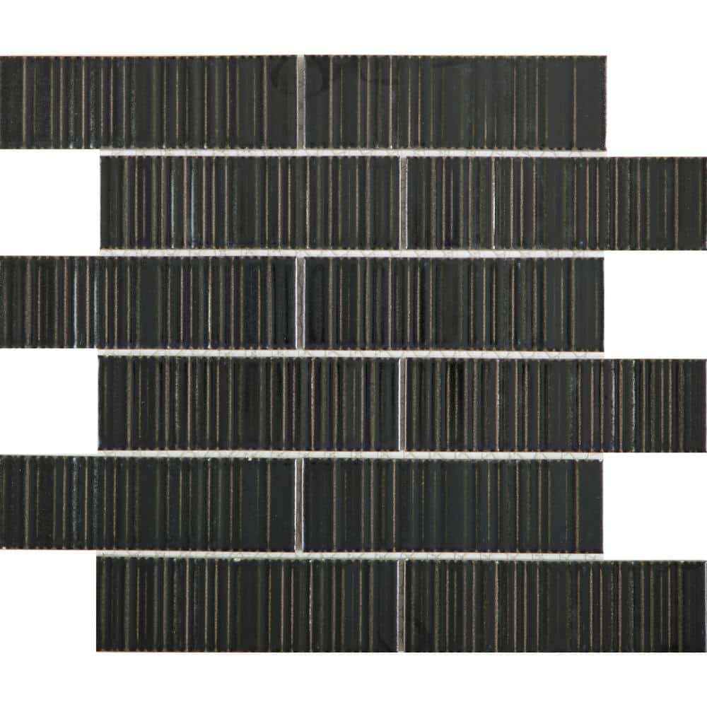 EMSER TILE Ornami Yuzen 11 in. x 12 in. Glossy Ceramic Offset Mosaic ...