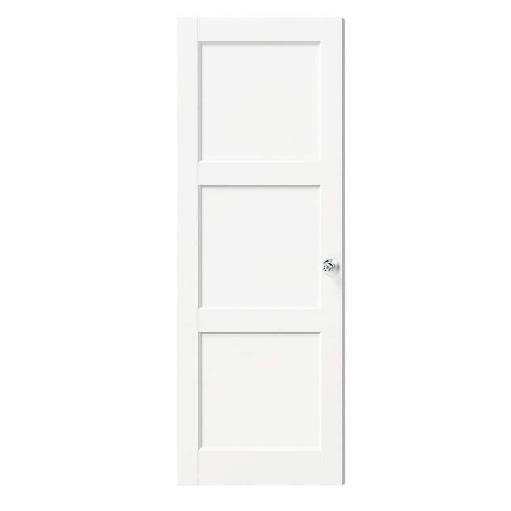 TENONER 28 in. x 80 in. Solid Wood & MDF, Pre-assembled, White Primed ...