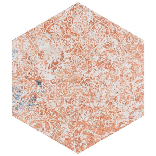 Merola Tile Emotion Hex Red 9-7/8 in. x 11-1/4 in. Porcelain Floor and ...