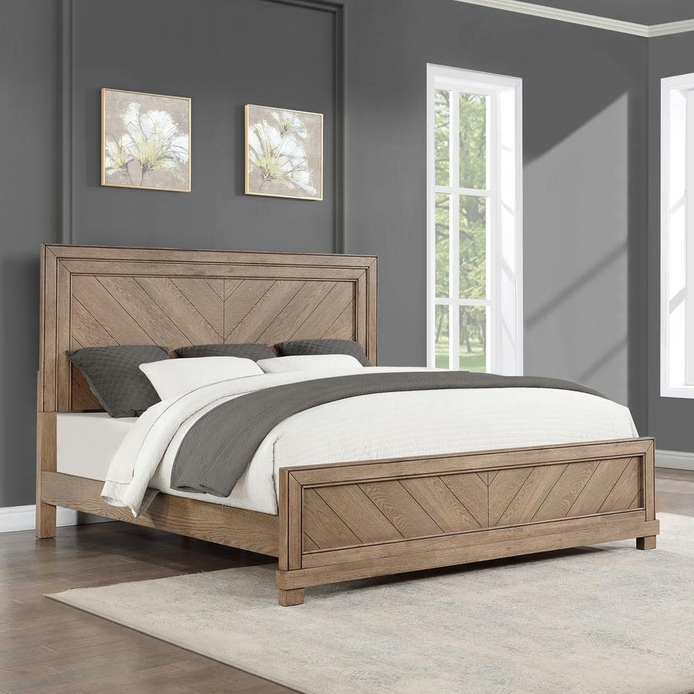 Steve Silver Montana Brown Wood Frame Panel King Panel Bed Weathered ...