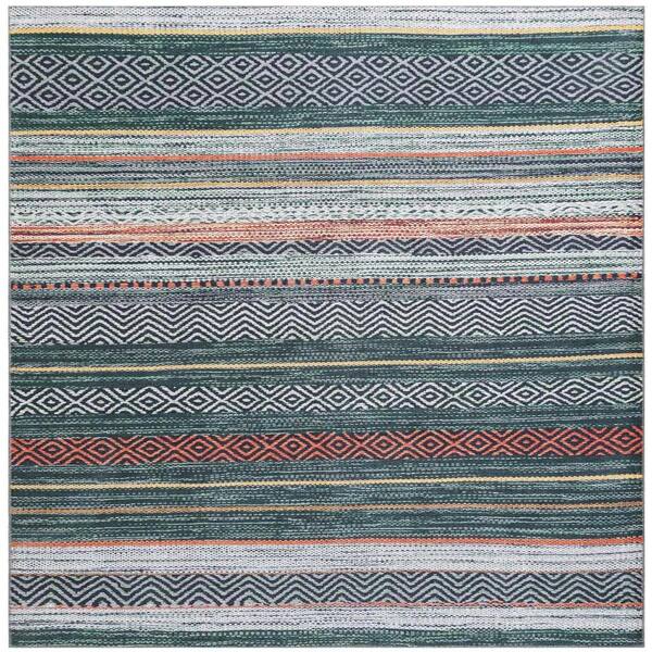 Unique Loom Yara Axel Green 7 ft. 10 in. x 7 ft. 10 in. Area Rug ...