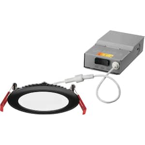 Lithonia Lighting Wafer 4 in. Matte Black Selectable New Construction ...