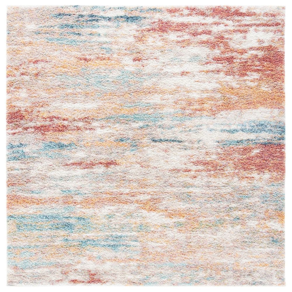 SAFAVIEH Calista 8 ft. x 8 ft. Beige/Aqua Abstract Multicolor Square ...