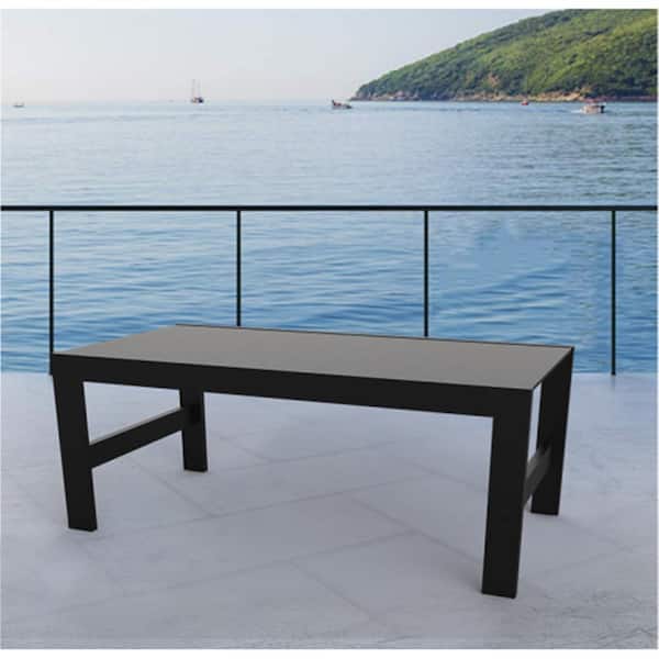 Afoxsos Aluminum Outdoor Patio Coffee Table in Black for Garden, Open ...