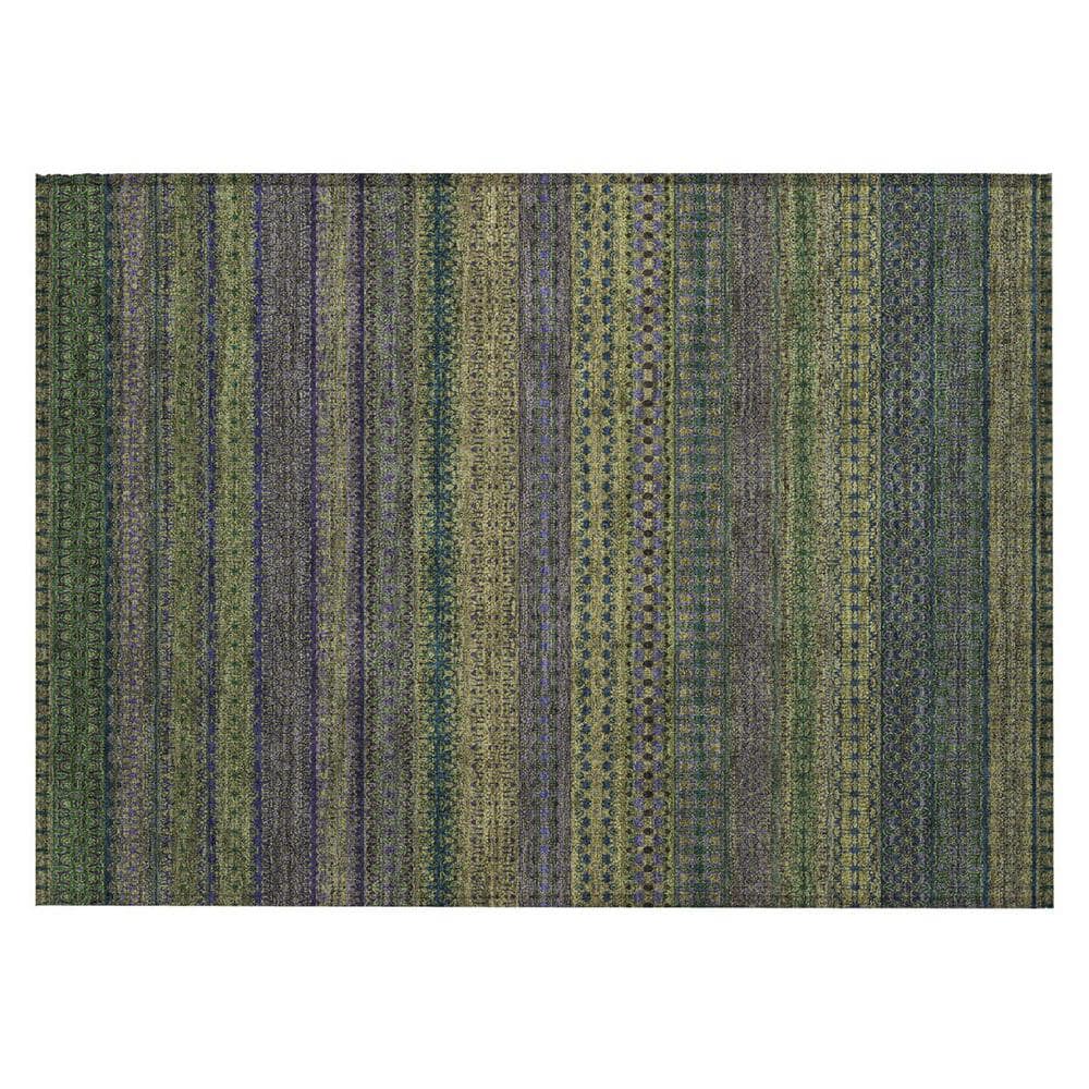 HomeRoots Olive Green 2 ft. x 3 ft. Woven Striped Polyester Rectangle ...