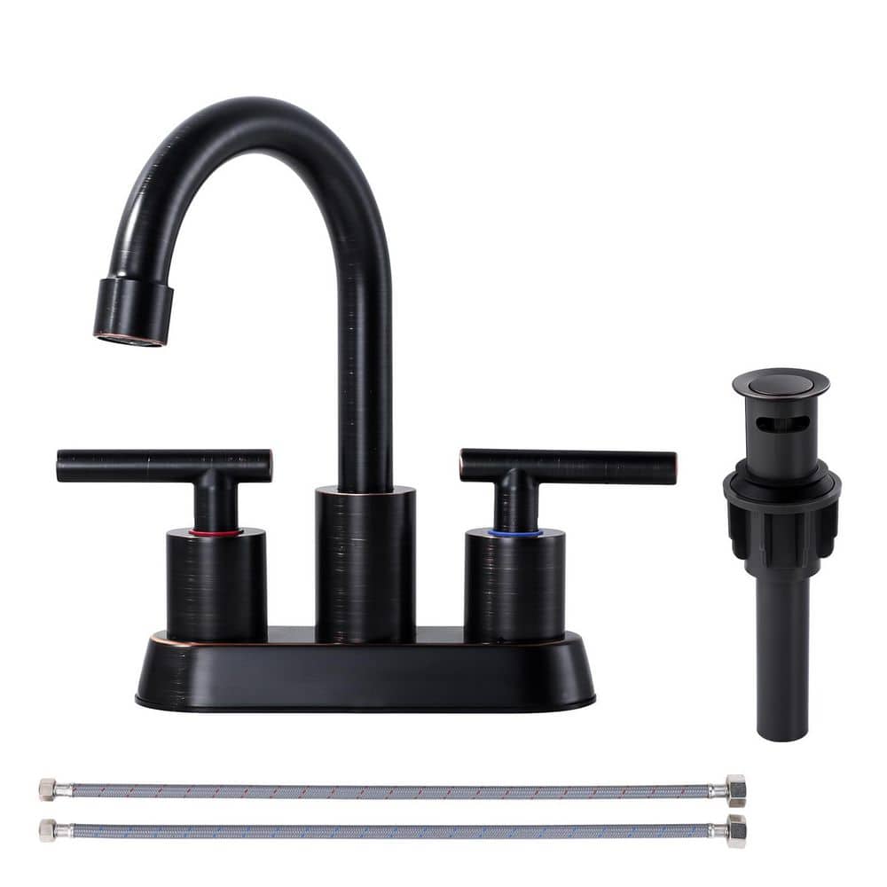 AVITAS 4 in. Centerset Double Handle High Arc Bathroom Faucet with with ...