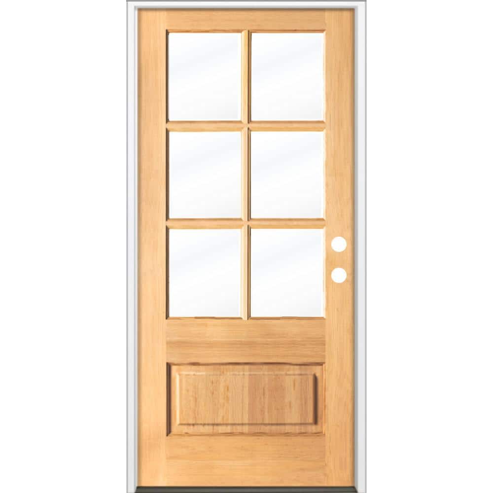 Krosswood Doors 36 in. x 80 in. Farmhouse LH 3/4 Lite Clear Glass Clear ...