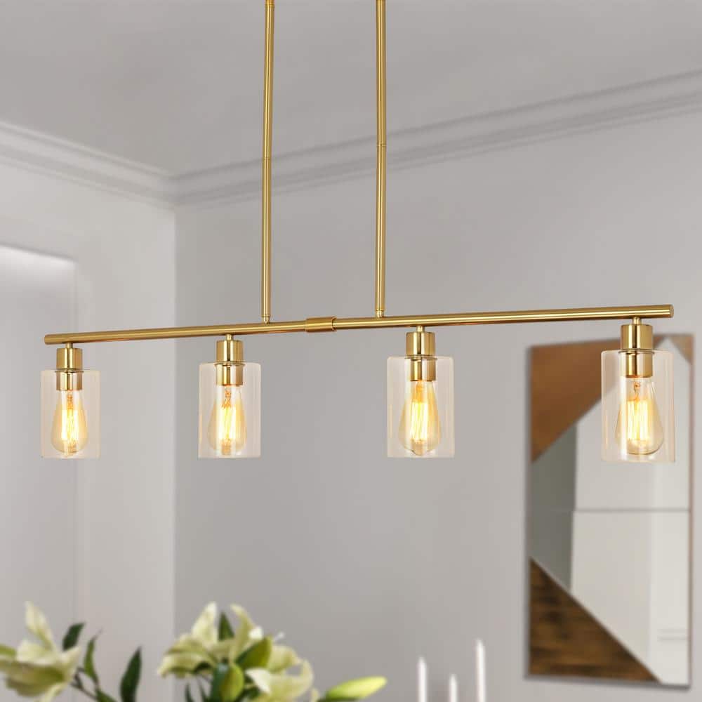 LWYTJO Delmis 4-Light Gold Pendant Kitchen Linearlsland Rustic ...