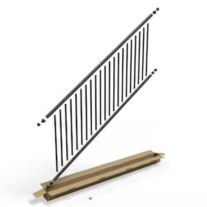 ULTRA MAX Adams 36 in. x 96 in. Textured Black Aluminum Railing Kit ...