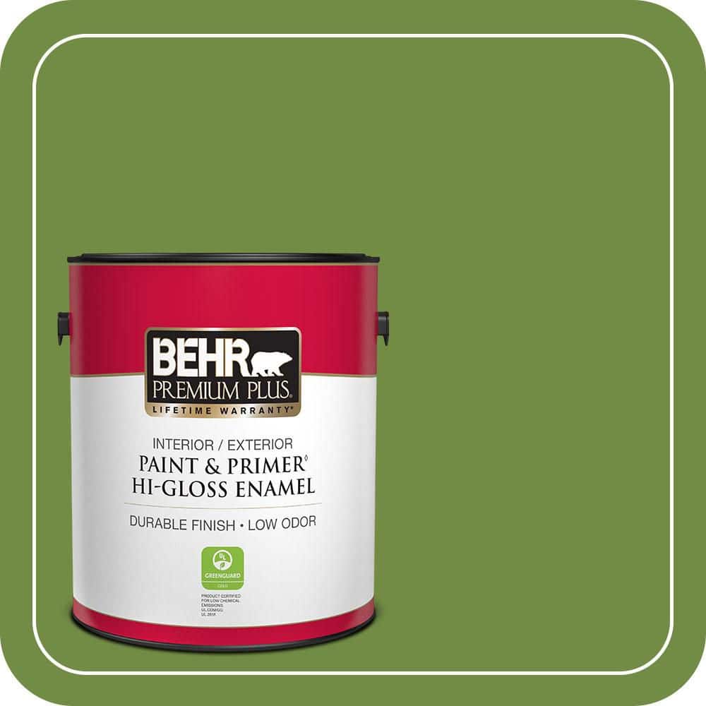 BEHR PREMIUM PLUS 1 gal. #420D-6 Thyme Green Hi-Gloss Enamel Interior ...