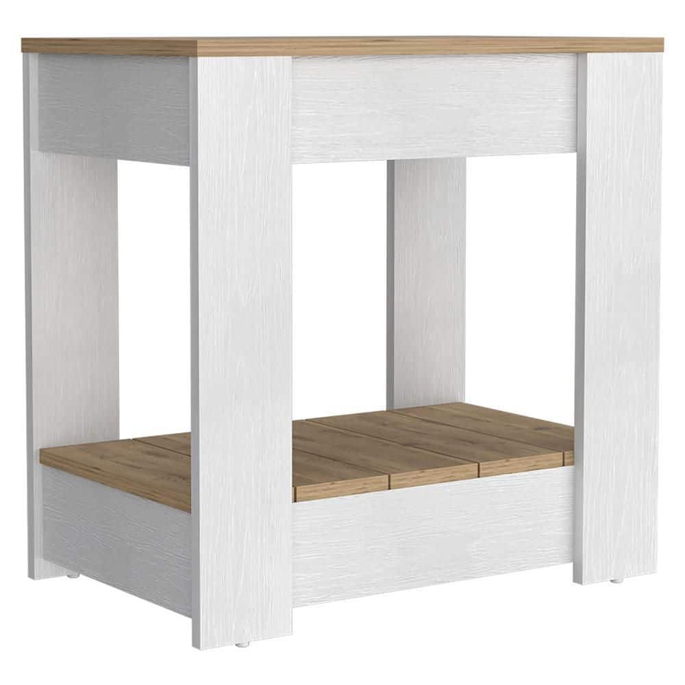 RST BRANDS Lindon 22in. White and Golden Oak Rectangle Wood Side Table ...