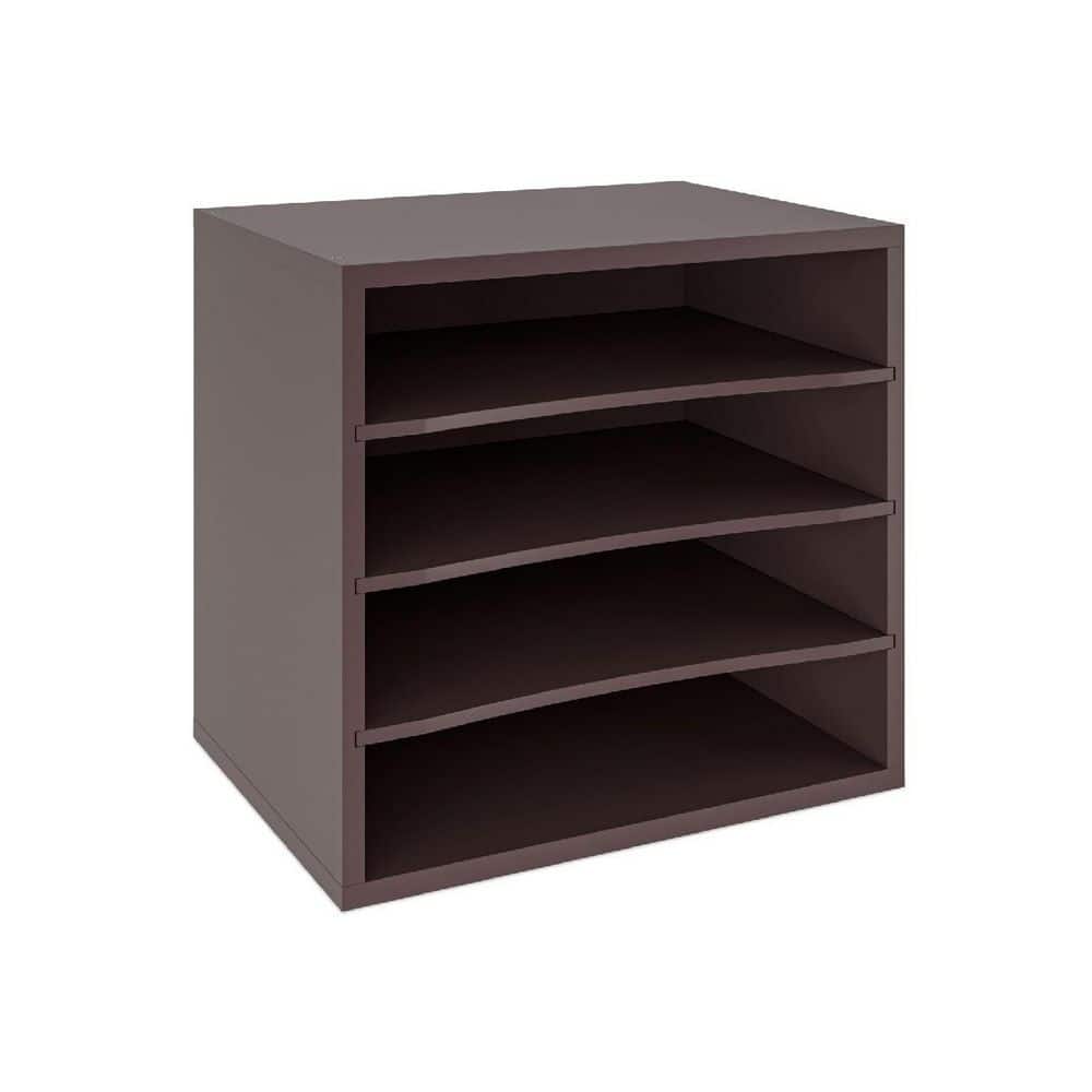 4-Tier Dark Brown 14 in. x 12 in. Wood Desk File Organizer HDD687F1D9 ...