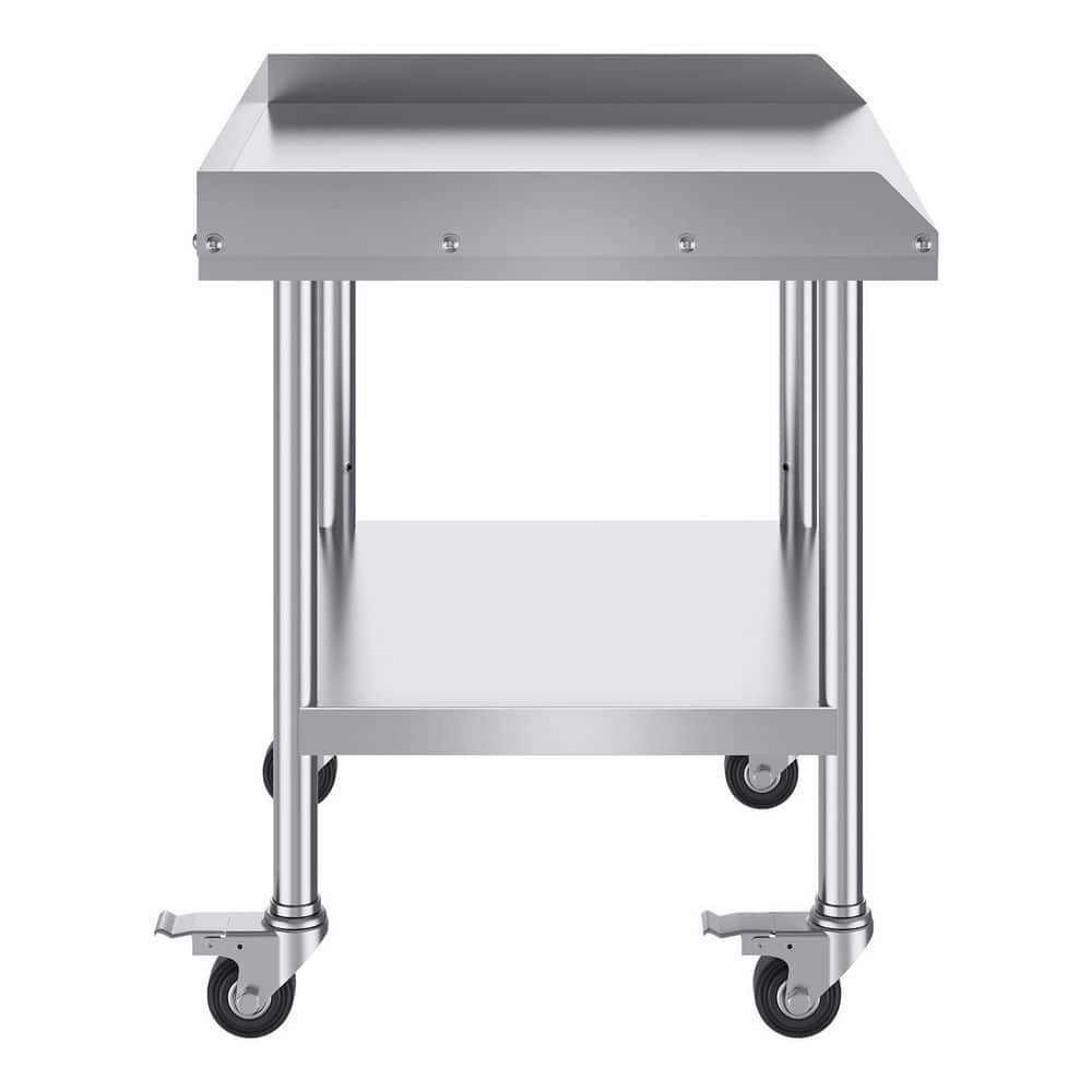 SKYSHALO Stainless Steel Work Table, 24 x 28 x 30 In. Silver Commercial ...