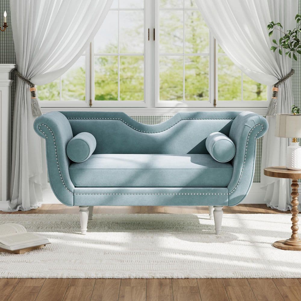 CHRISTOPHER KNIGHT HOME Dervell French 53.4 in. Light Blue Velvet ...