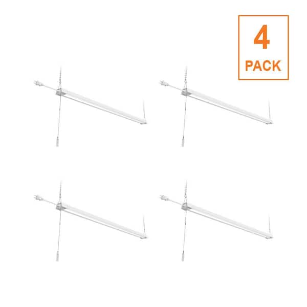 Commercial Electric 4 ft. 80-Watt 4000K Bright White 4-Light 7000 ...