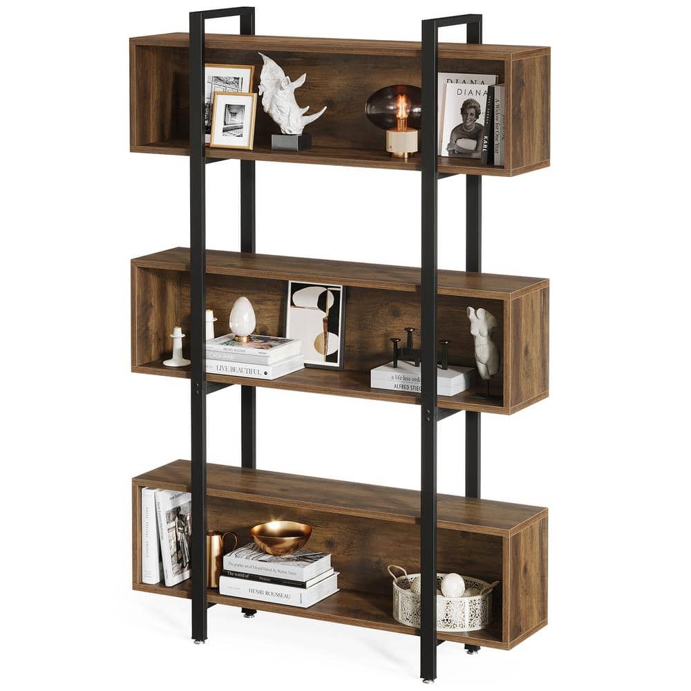 BYBLIGHT Eulas Brown 71 in. H Industrial 6-Tier Bookshelf Storage ...