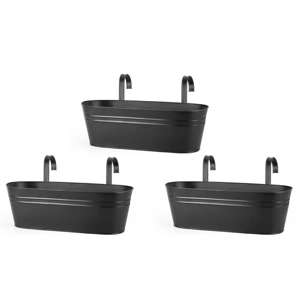 Primehome Metal Railing Planter Box Outdoor Hanging Flower Pots for ...