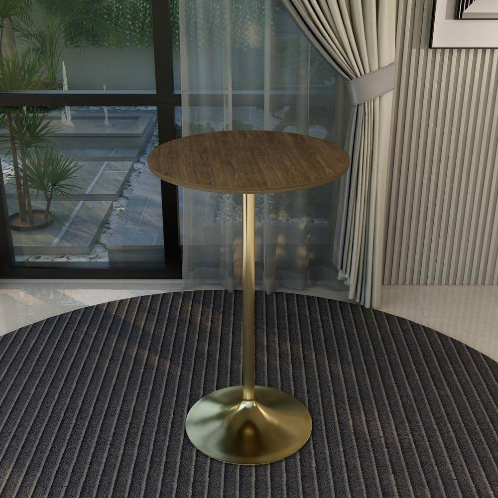 Leisuremod Round 27 in. Bar Height Dining Table with MDF Top and Gold ...